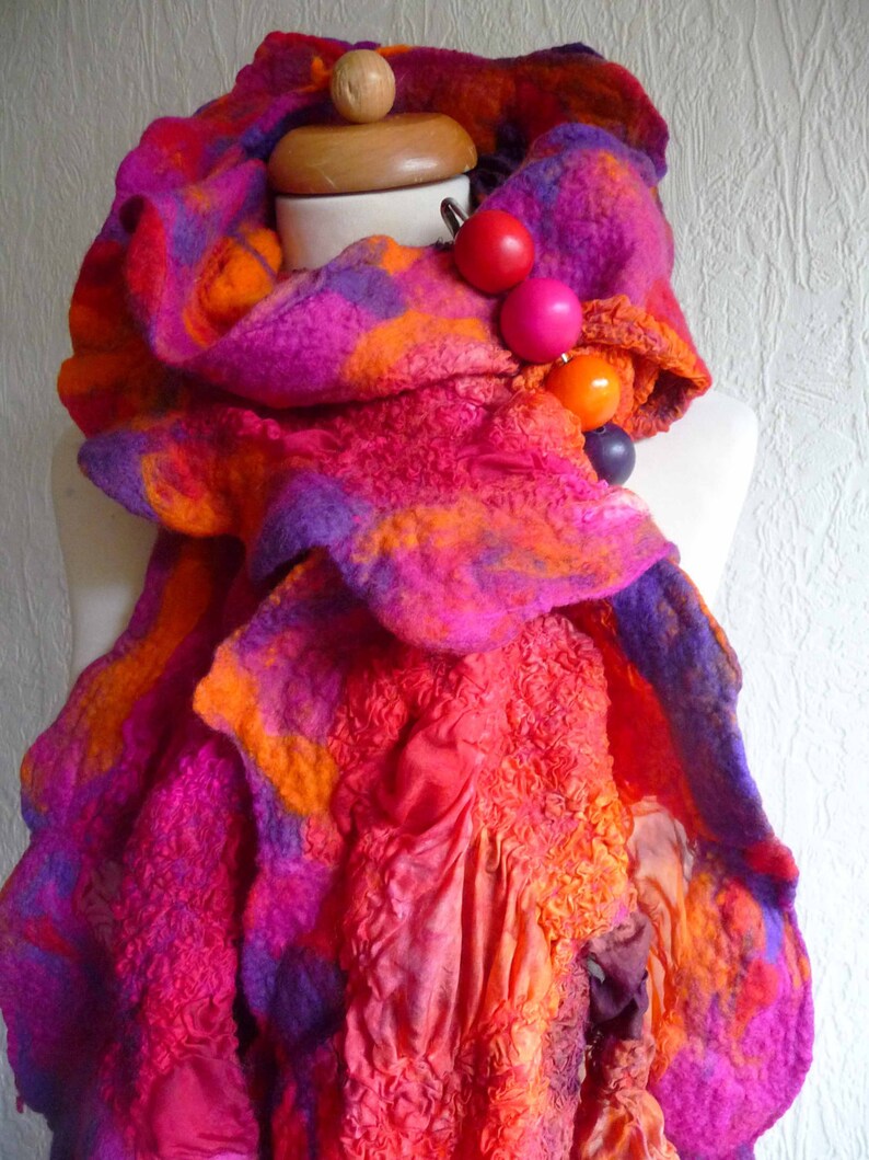 Nuno felted scarf shawl handmade scarf silk felted wool | Etsy