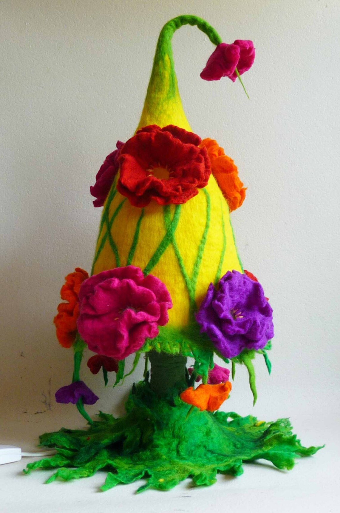 Felted Flower Lamp Bedside Lamp Night Light Handmade Wool - Etsy