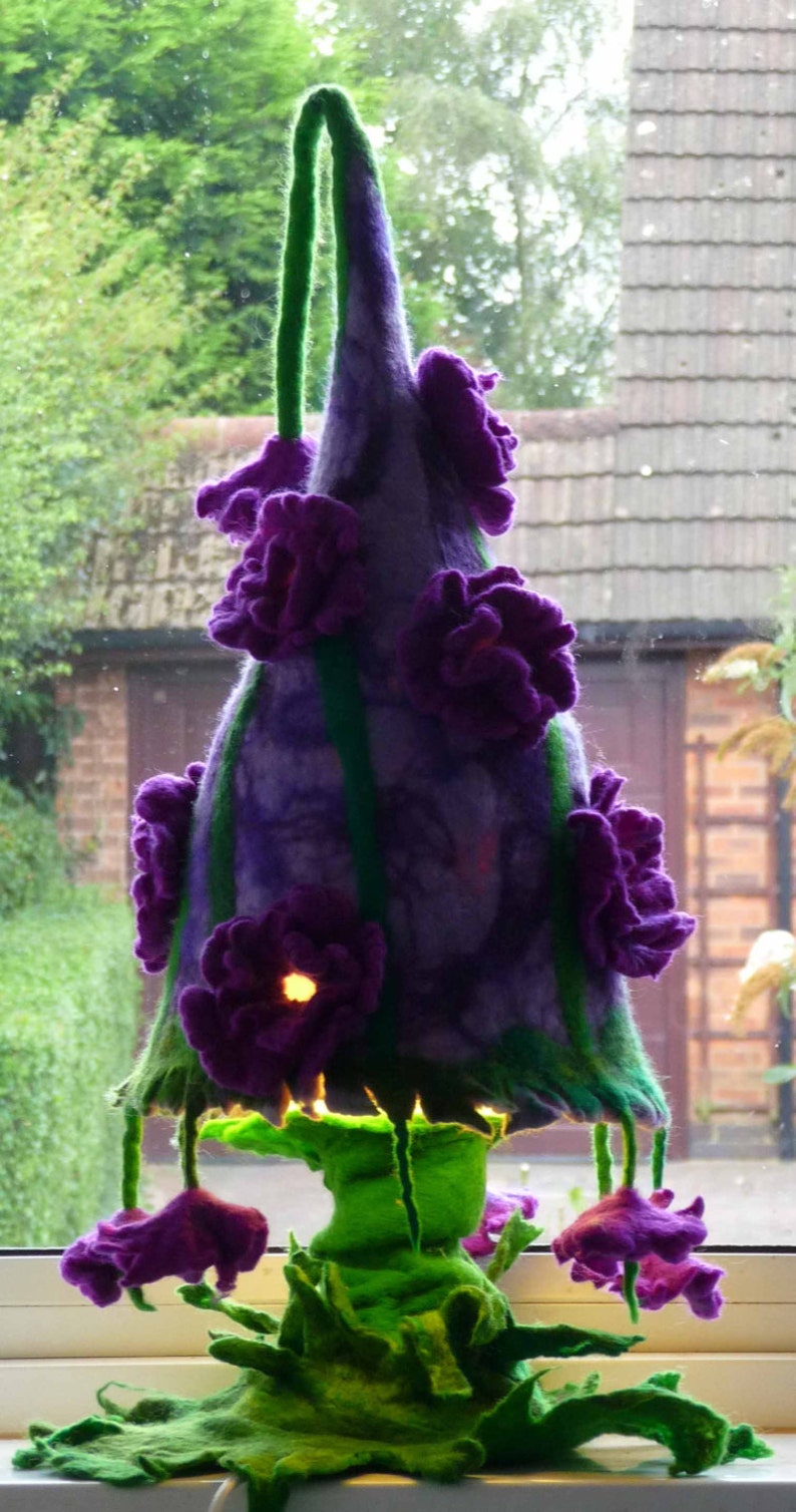 Felted Flower Lamp Bedside Lamp Night Light Handmade Wool - Etsy