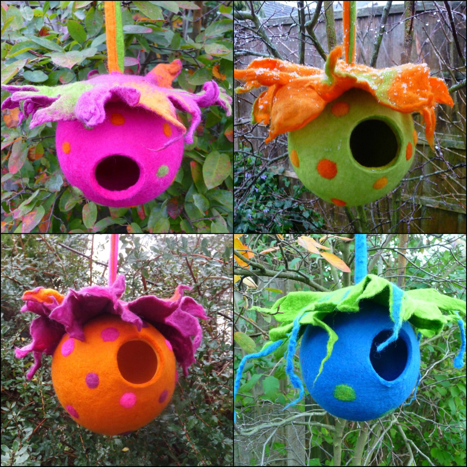 Felted Bird Pod Bird House Ornament Window Decoration | Etsy