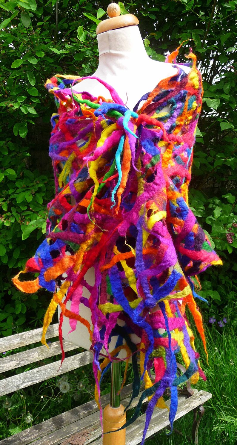 Felted Wool Scarf Handmade Felt Wrap Spikyholey Lace - Etsy UK