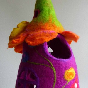 Felted Fairy House, Wonky, Tea Light Holder, Wool, Handmade, Waldorf ...