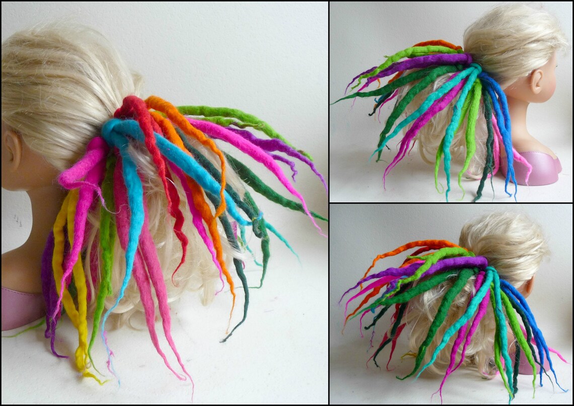 Felted Dreads Attached to Ponytail Elastic 10x Dreadlocks | Etsy