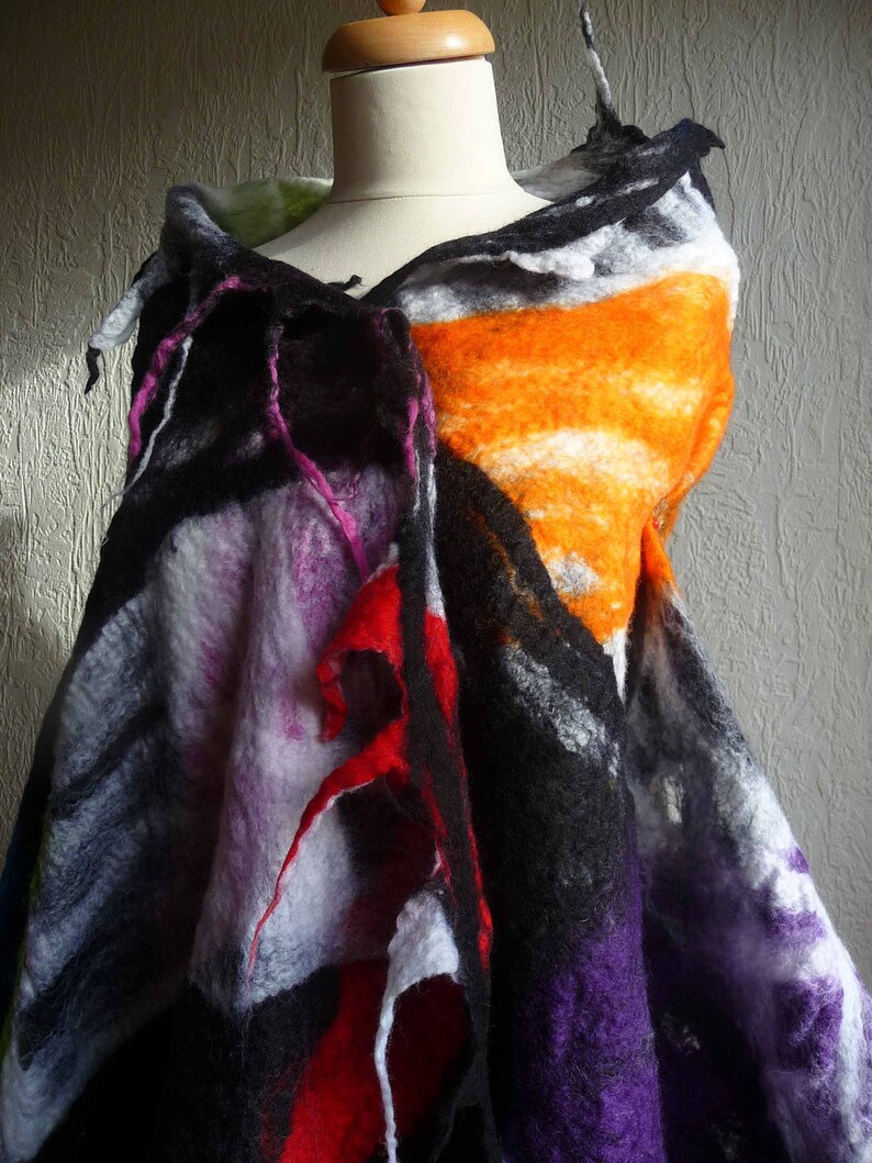 Felted Scarf Wrap Shawl Art to Wear Handmade Wool Felt | Etsy