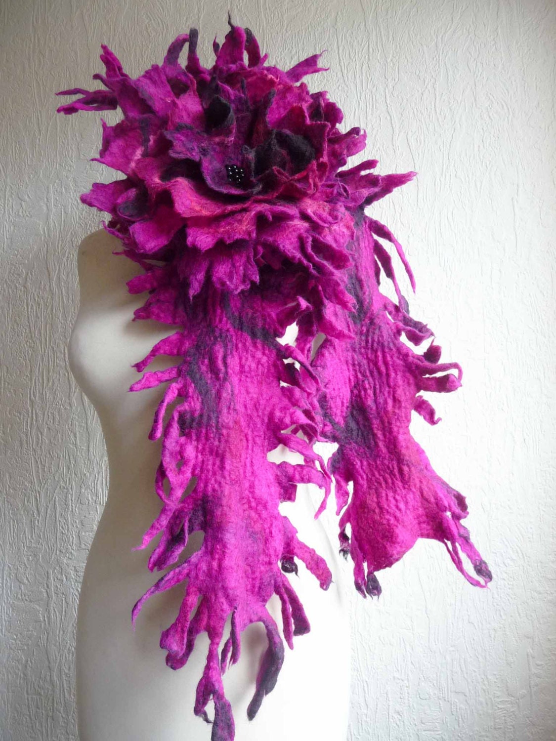 Felted Scarf Felted Flowerhandmade Felt Wrap Spiky - Etsy