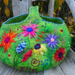Felted Wool Basket, Storage, Felt Ornament, Home Decor, Large Planter ...