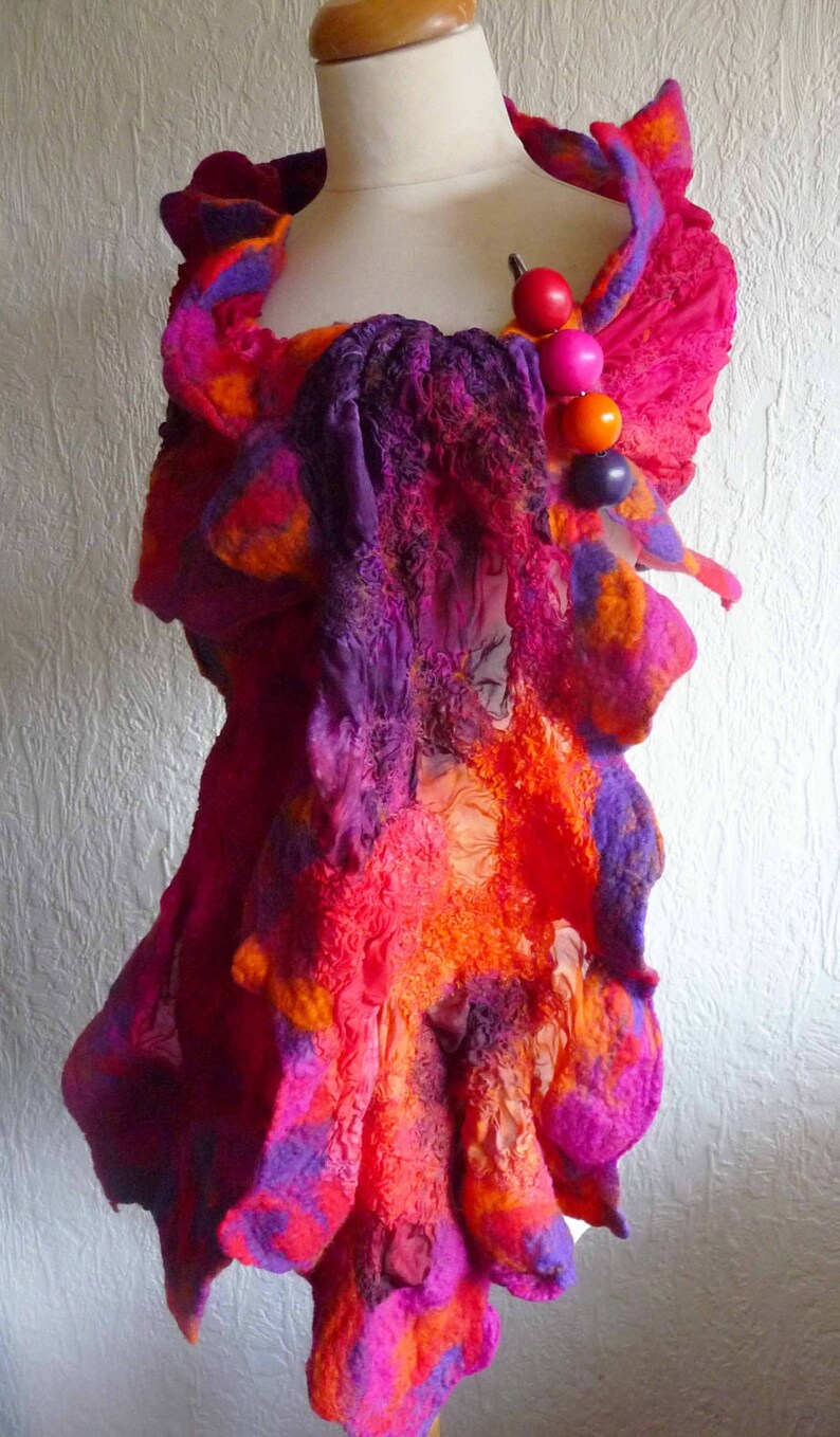 Nuno felted scarf shawl handmade scarf silk felted wool | Etsy