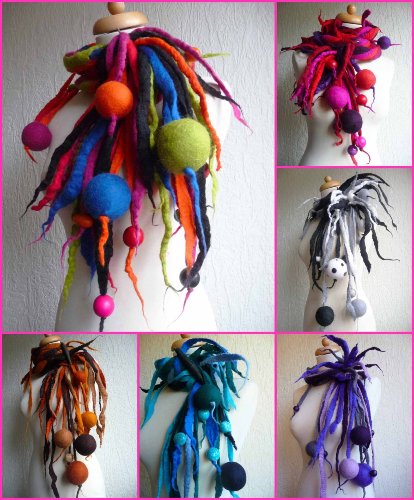 Custom Made Felted Wool Necklace Lariat Belt scarf - Etsy