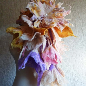 Felted Wool Flower Necklace, Lariat, Belt ,scarf, Handmade, Felt ...