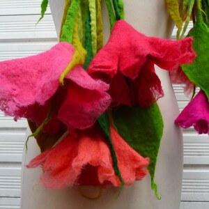 Felted Wool Flower Necklace, Lariat, Belt ,scarf, Handmade, Felt ...