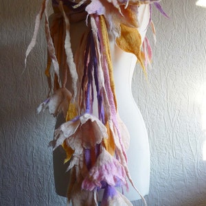 Felted Wool Flower Necklace, Lariat, Belt ,scarf, Handmade, Felt ...