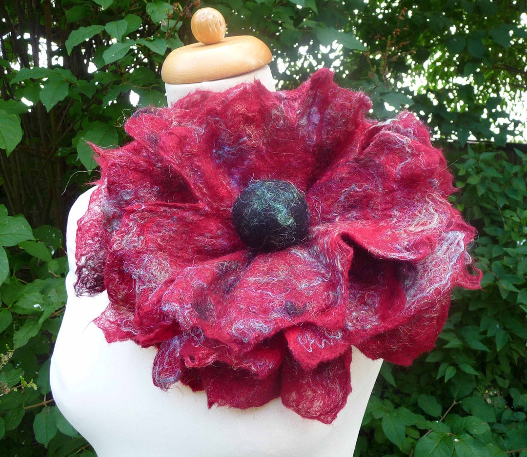 Felted Poppy Flower, Corsage, Scarf Pin, Brooch, Handmade, Felt, Wool ...