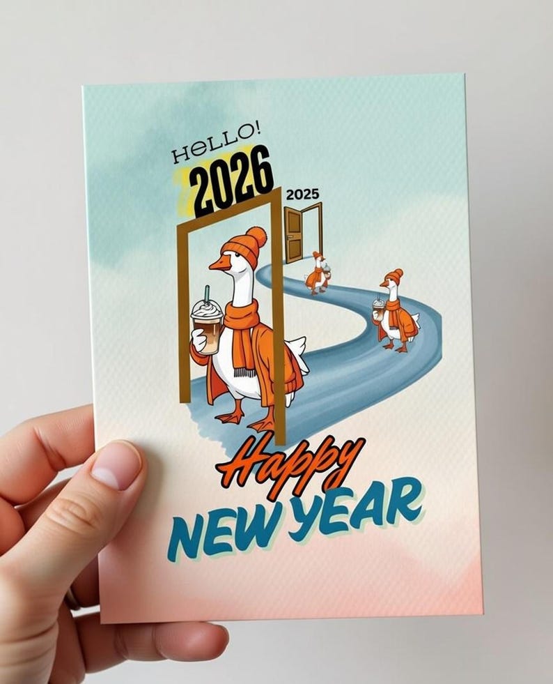 Printable New Year Funny Goose Card - Etsy