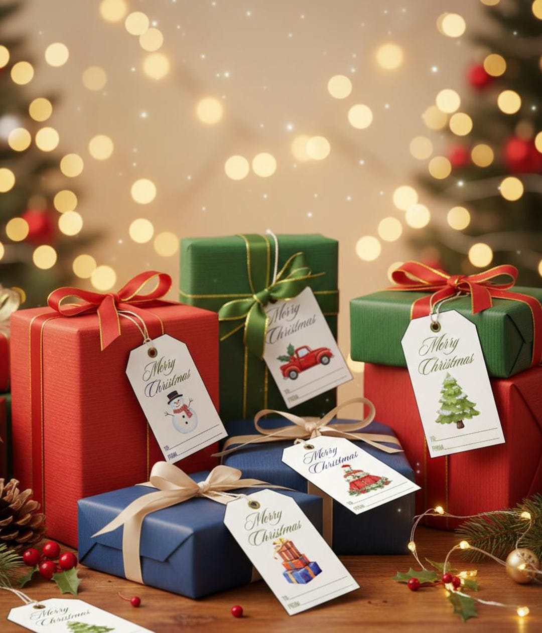 Christmas Gift Tags Printable PDF PNG | Vintage Santa Gift Tags 2x3.5 ...