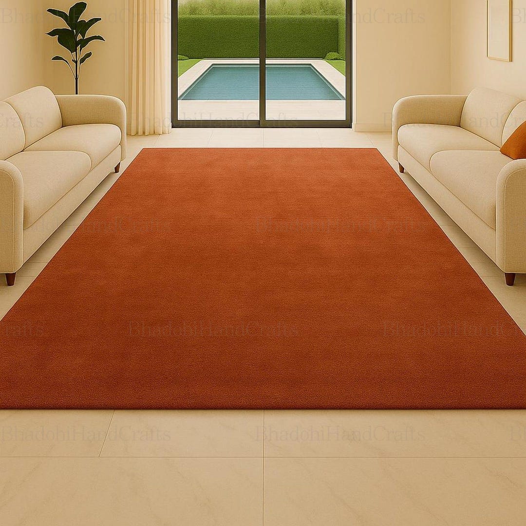 Orange Hand Tufted Plain Area Rug | Modern Solid Color Carpet | Living ...