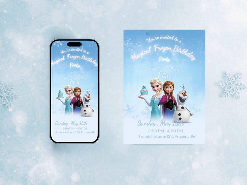 Frozen Invitation Princess Elsa Anna Party Invitation Girl Frozen ...