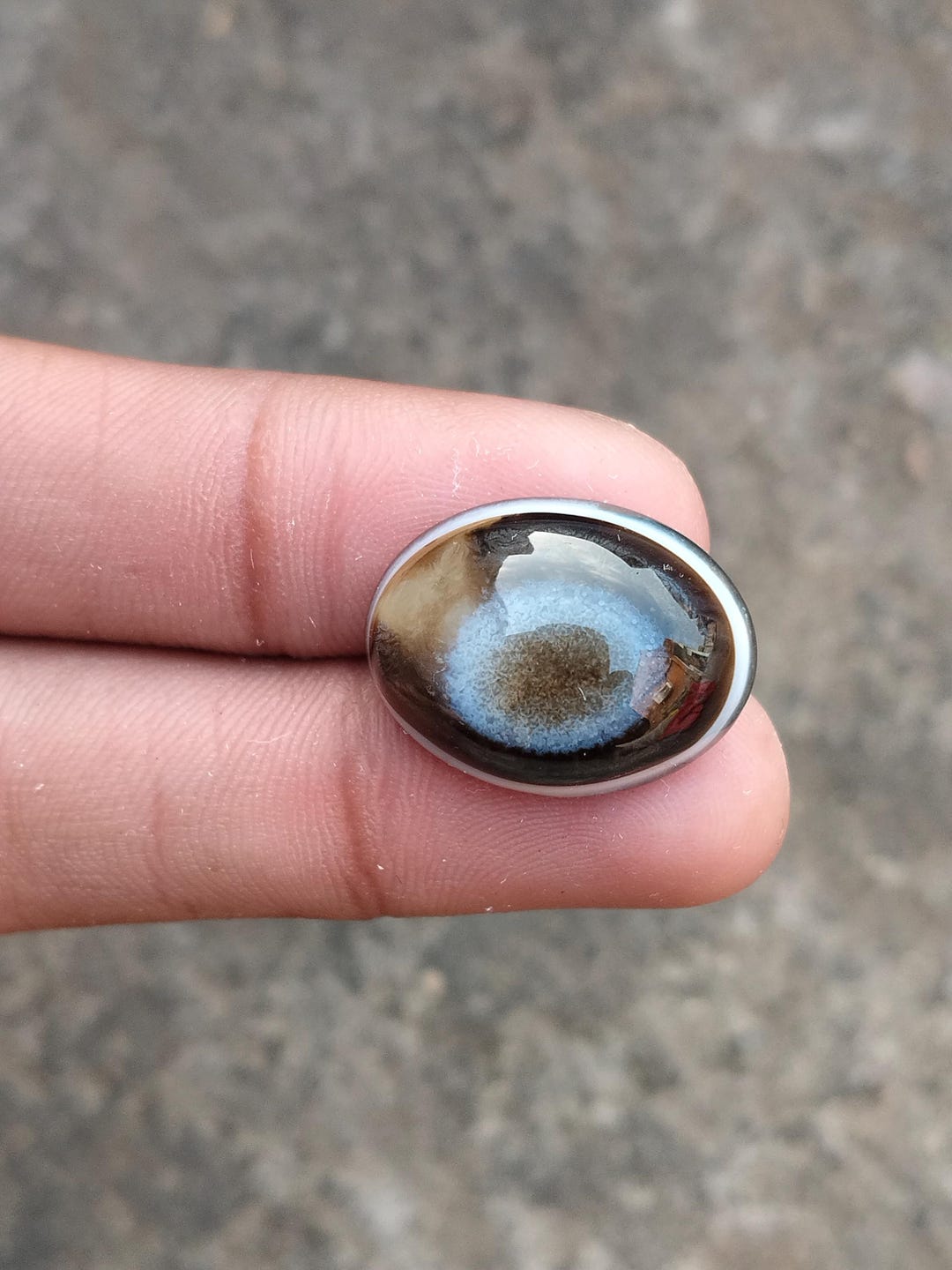 Banded Agate Evil Eye Gemstone | Natural Cabochon (21.50x16mm, Ct>24 ...