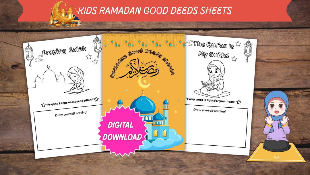 Ramadan Good Deeds Coloring Pages • Kids' Islamic Activity (digital ...