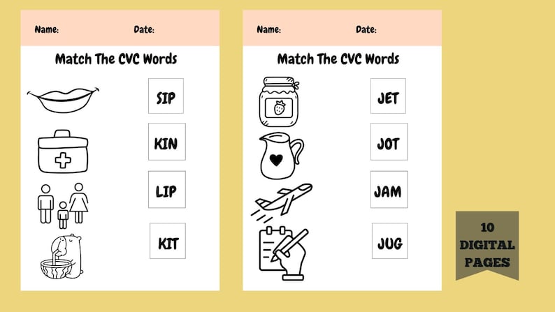 CVC Words Phonics Cards A-J, Early Reading (PDF) - Etsy