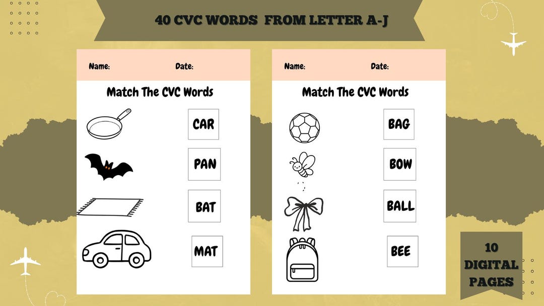 CVC Words Phonics Cards A-J, Early Reading (PDF) - Etsy