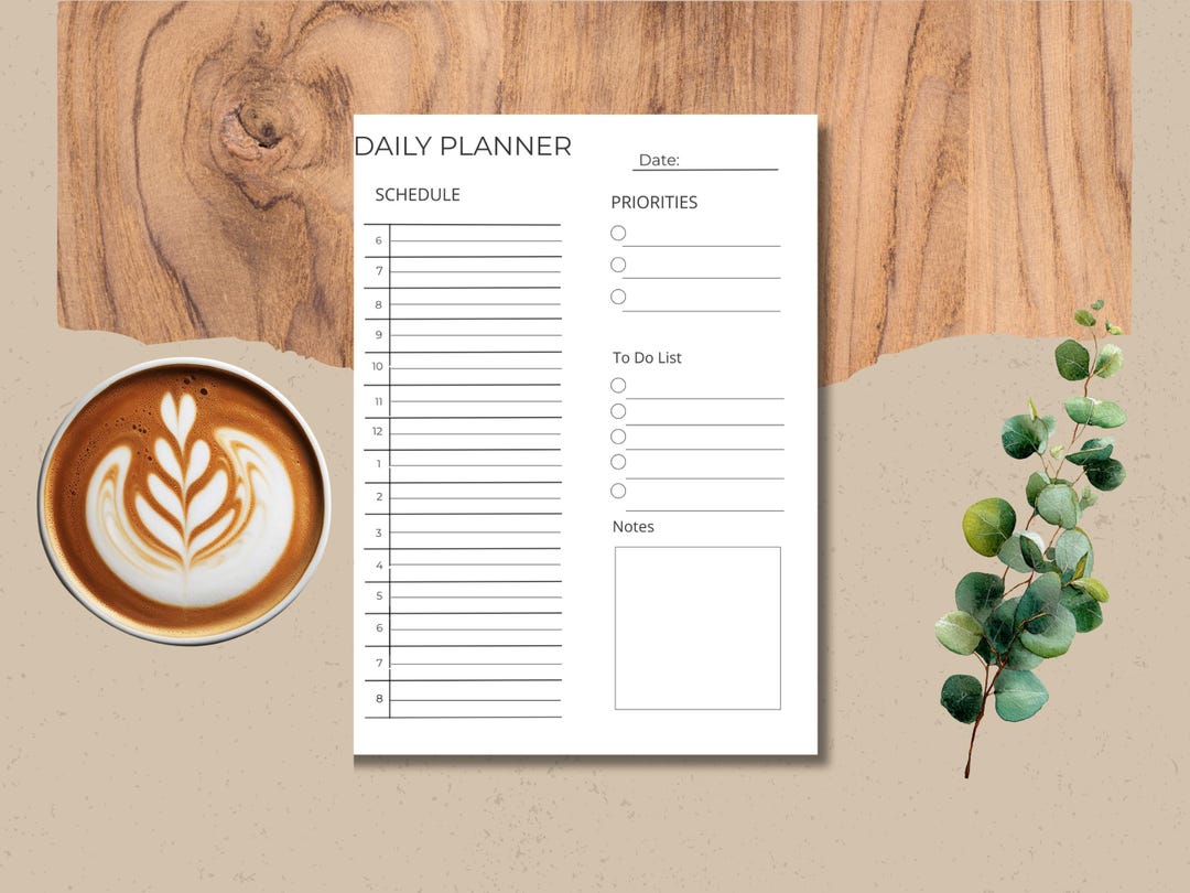 Minimalist Daily Planner Printable Template, Undated To-do List ...