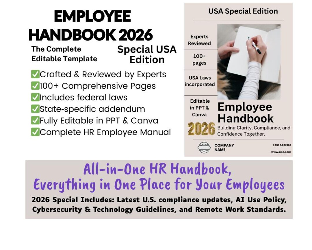 Employee Handbook USA Edition for Startups, HR Professionals & Small ...