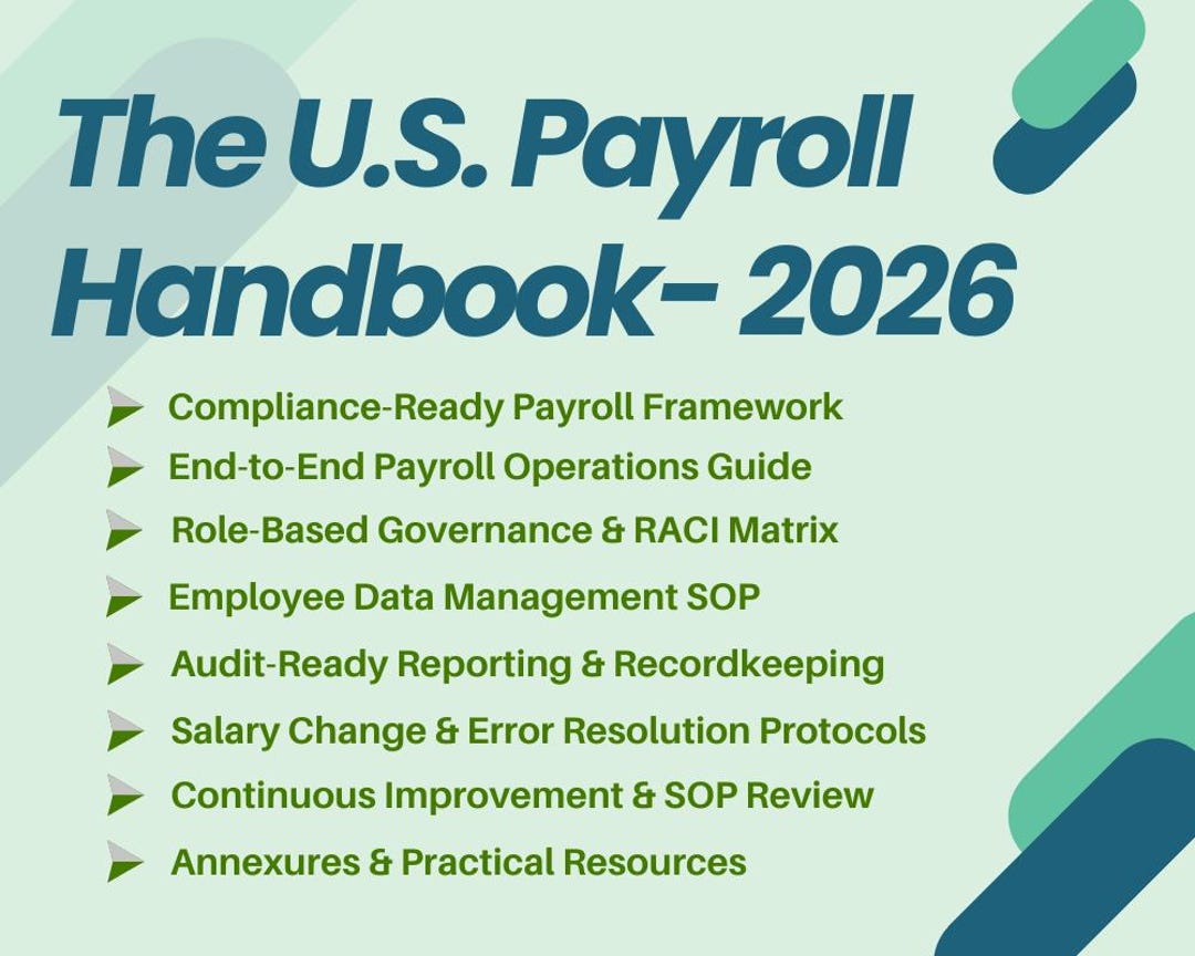 The U.S. Payroll Handbook 2026 | Payroll SOP & Best Practices Guide - Etsy