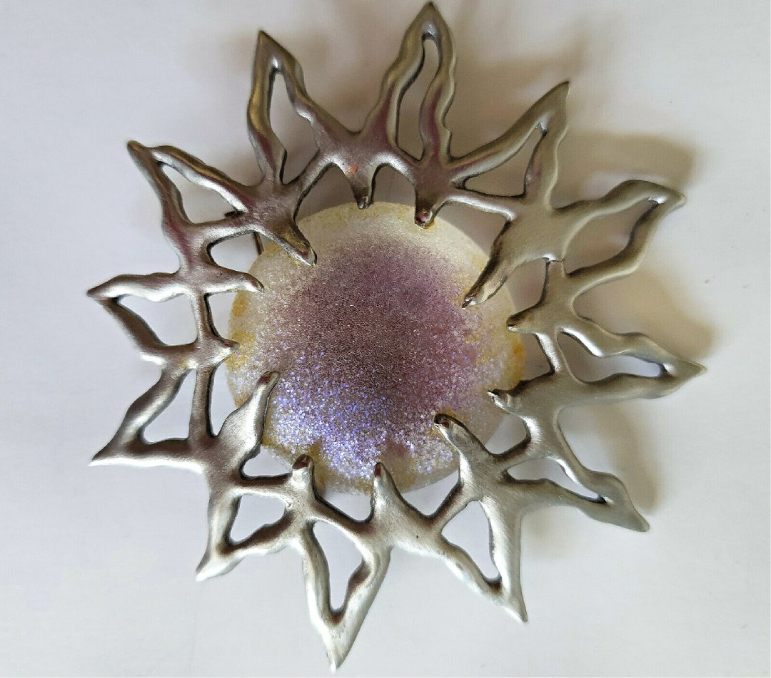 Vintage 'JJ' Stunning Mood/moon Stone Sun Brooch - Etsy