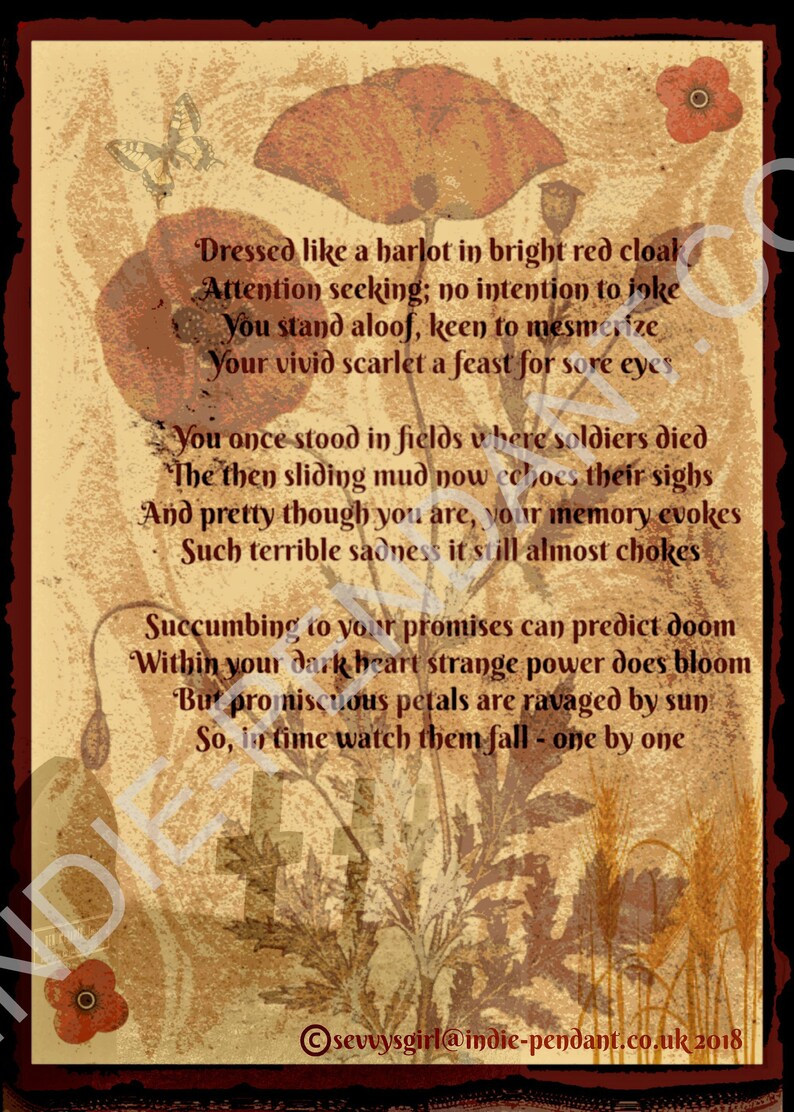 Teatowel 'the Poppy' poem | Etsy