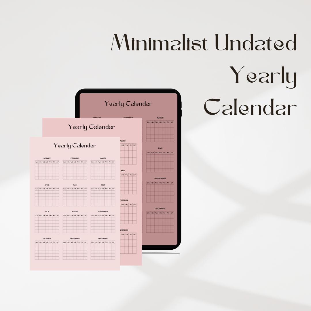 Yearly Calendar Printable | 6 Colors | Undated - Etsy