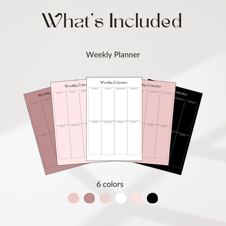 Weekly Planner Printable | 6 Colors | Undated - Etsy