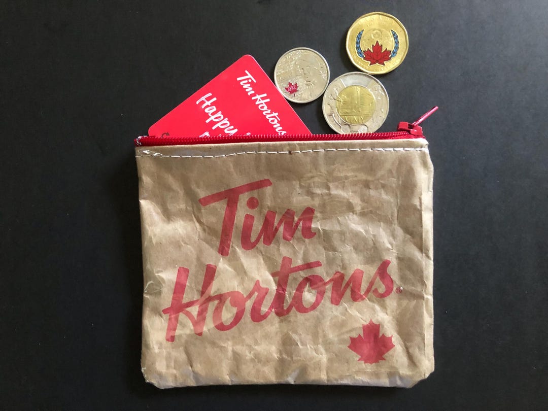 Upcycled Tim Hortons Zipper Pouch: Handmade Canadian Coin Purse - Etsy