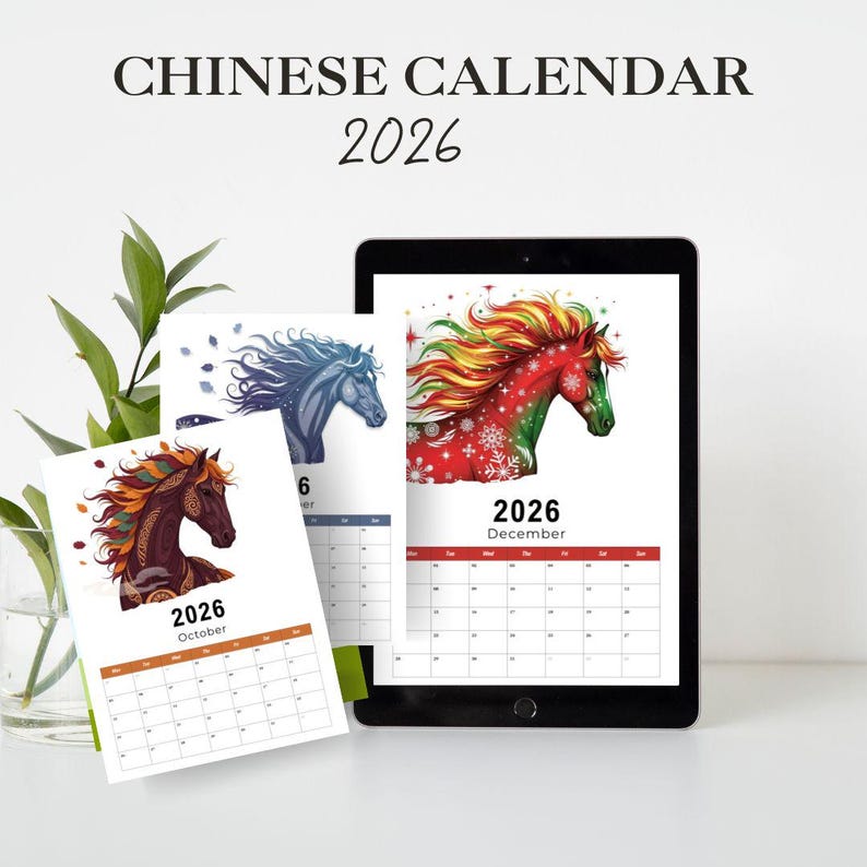 Chinese Calendar 2026 Printable – Lunar New Year, Instant Download ...