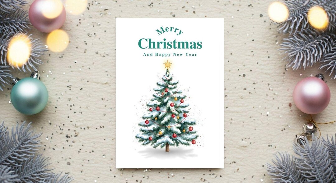 Printable Christmas Cards Set – 10 Merry Holiday Cards, Watercolor Xmas ...