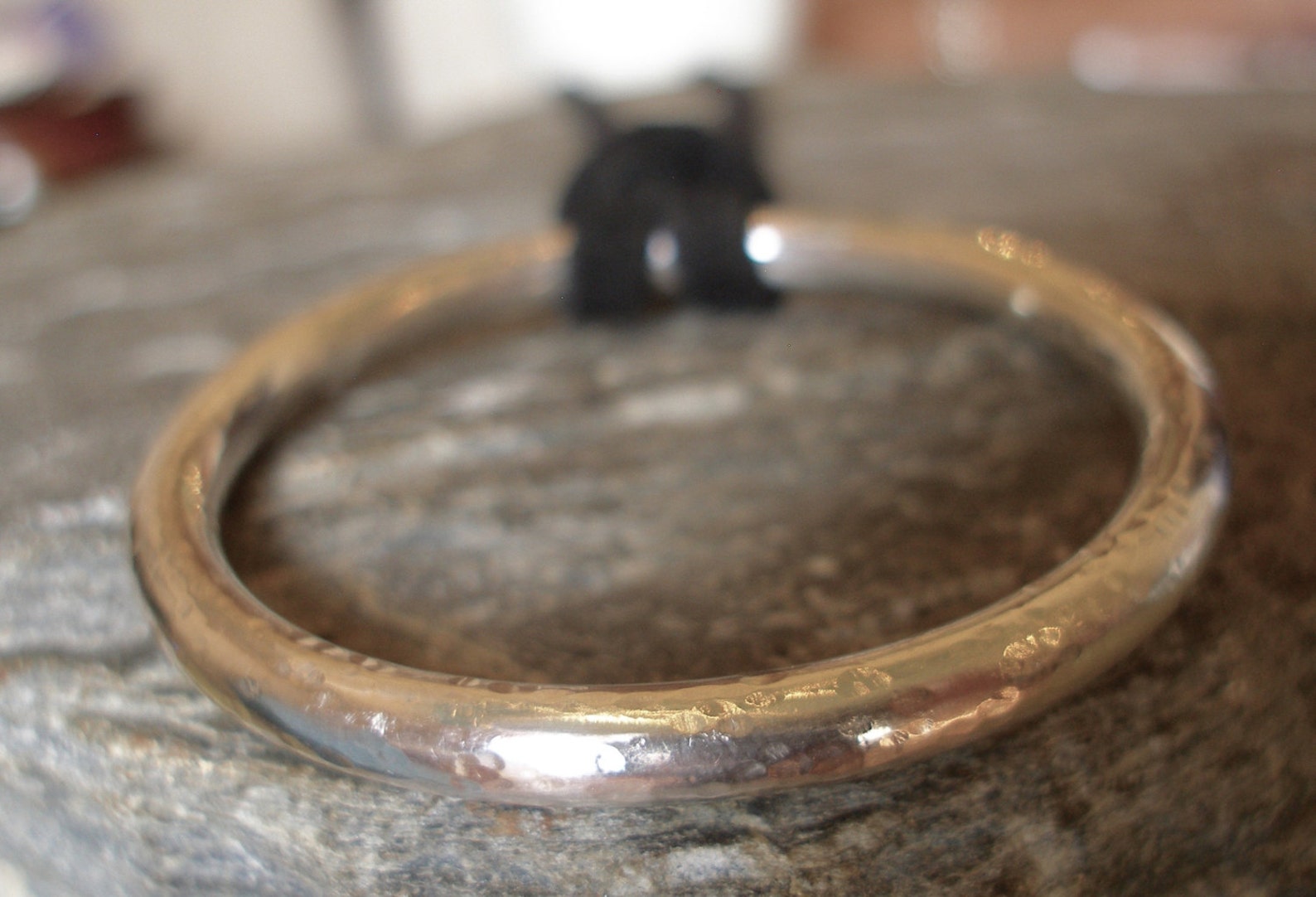 Hammered Sterling Silver Teething Ring: 5cm Internal Circle, 5mm ...