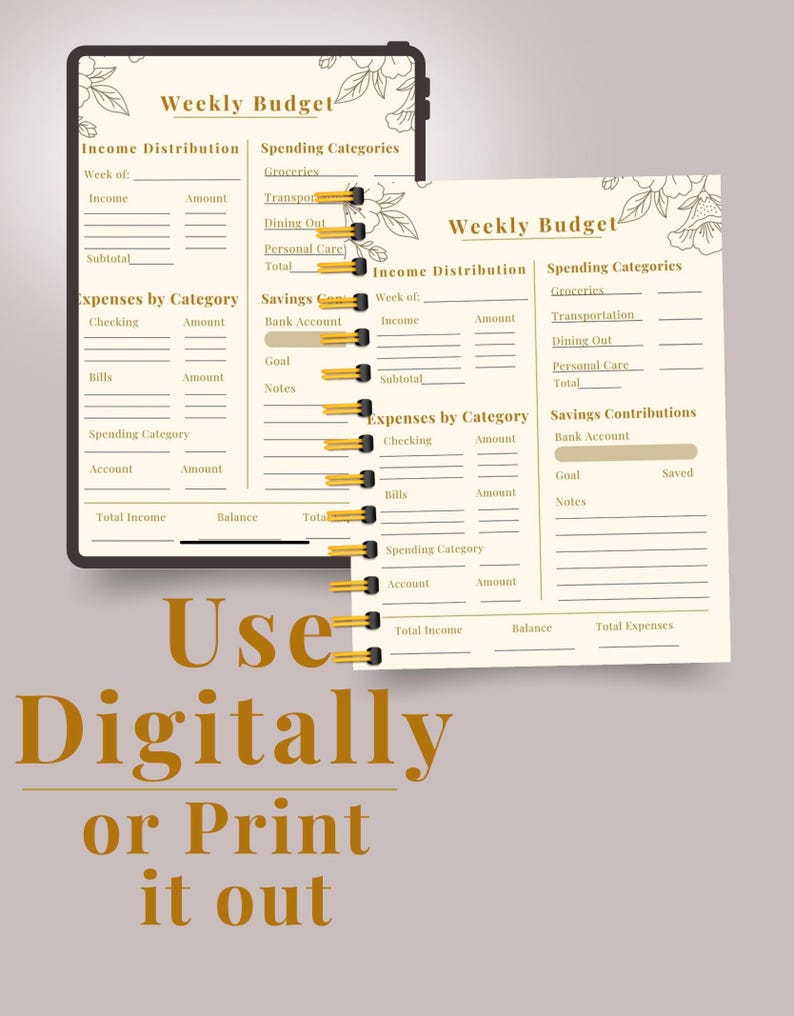 Weekly Budget Planner Printable • Income & Expense Tracker (PDF) - Etsy