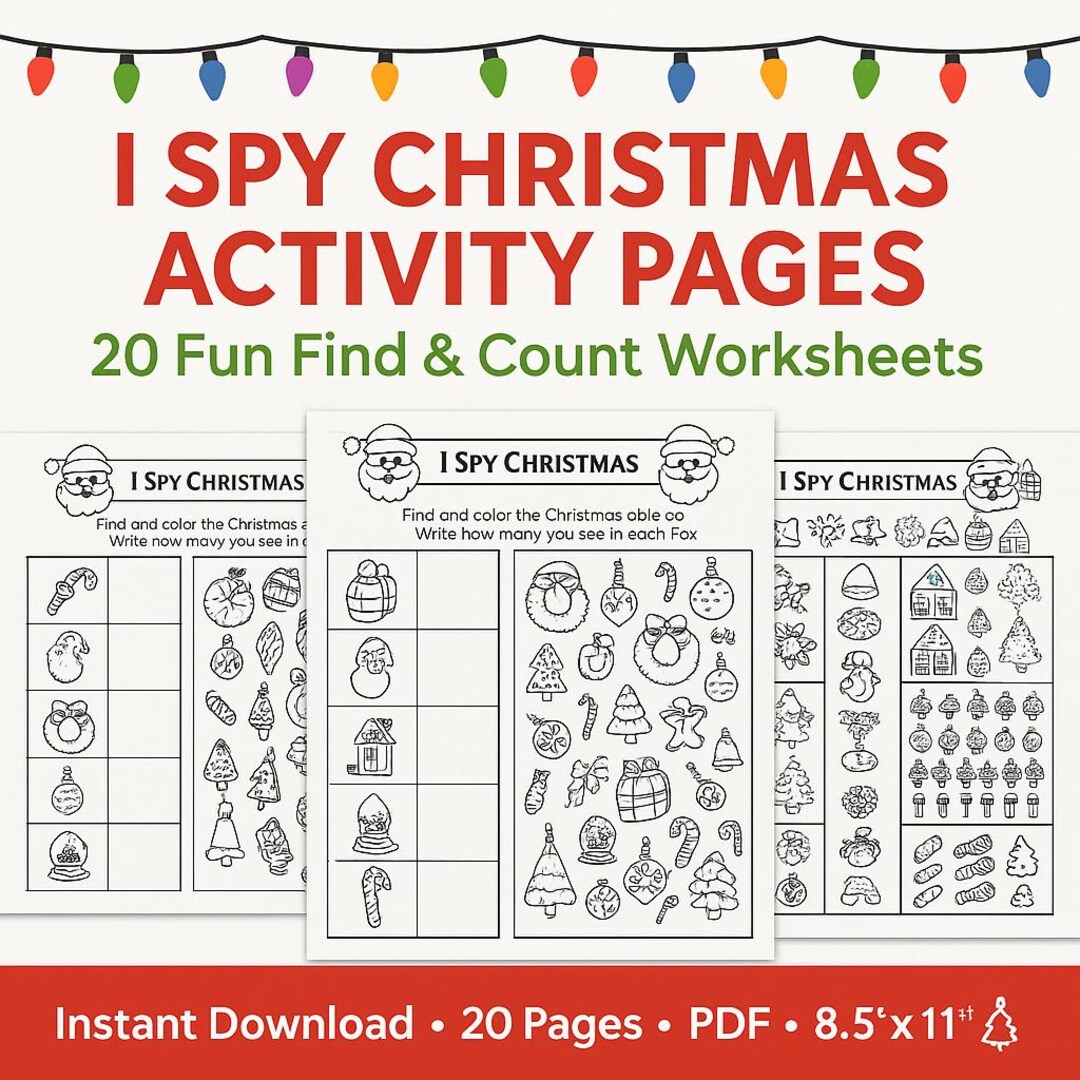 I Spy Christmas Activity Pages for Kids – 20 Fun Find & Count ...