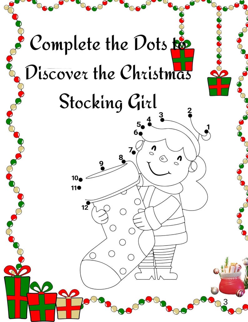 Christmas Dot to Dot Coloring Pages for Kids – 12 Cute Holiday Connect ...