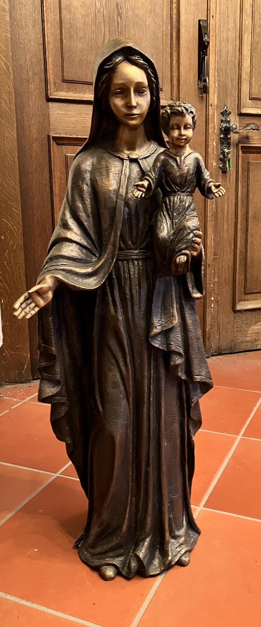 Large Antique Metal Sculpture of the Madonna and Child – Religious ...