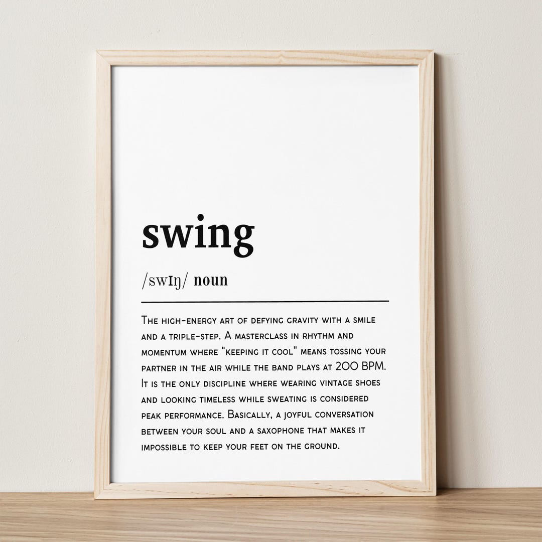 Swing Funny Definition Dance Gift Wall Art Print | Printable Digital ...