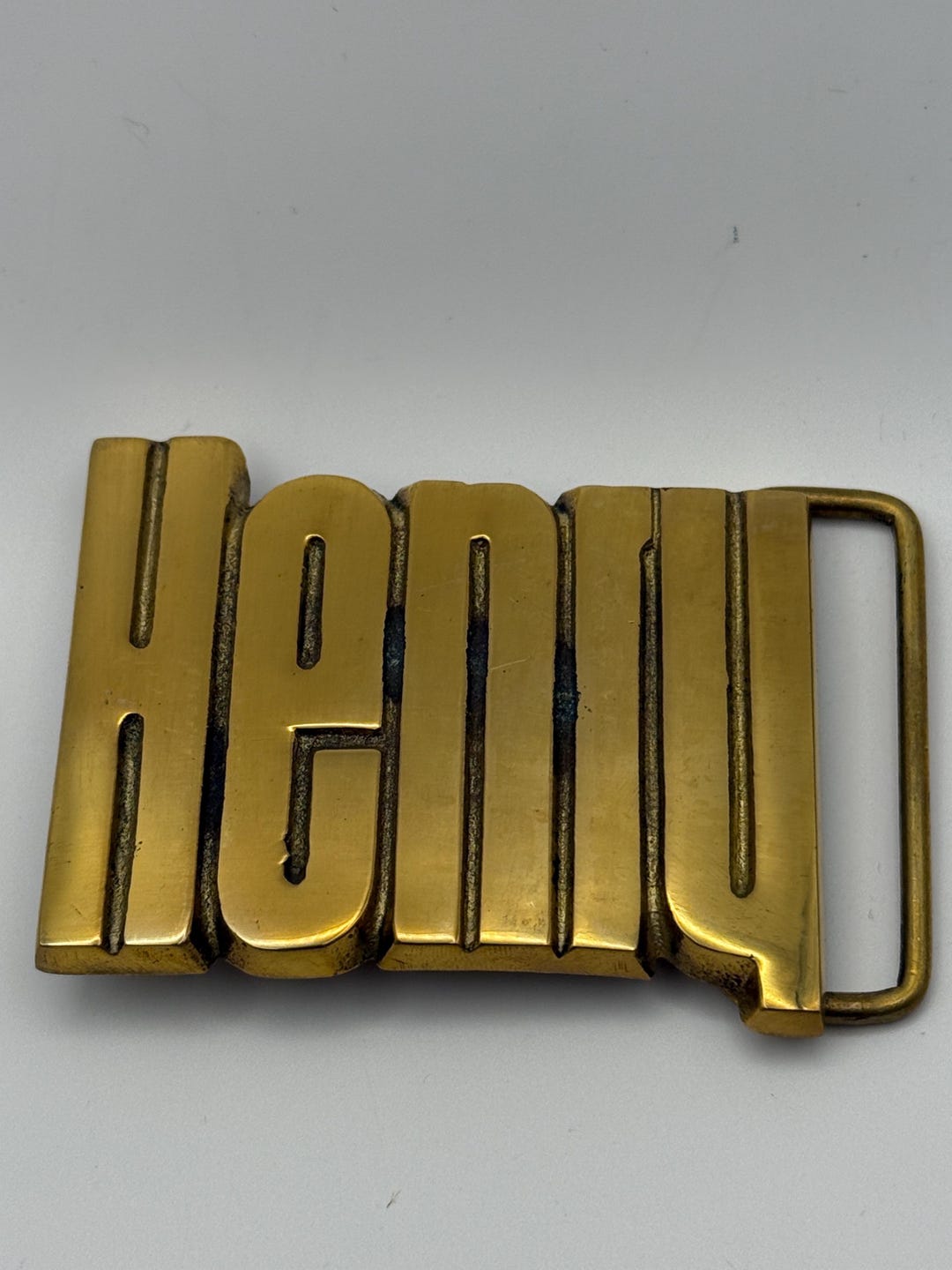 Henry Name Belt Buckle Vintage Solid Brass 1978 • Baron Buckles • NOS ...