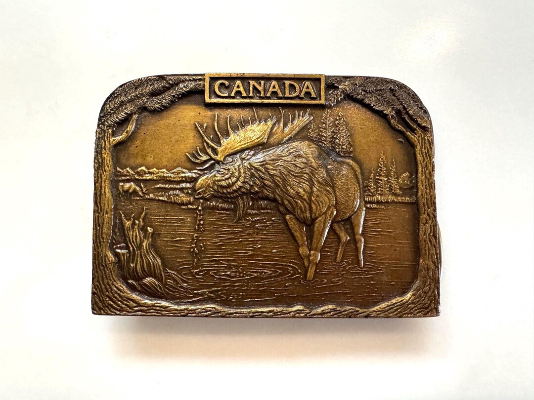 Vintage Canada Moose Belt Buckle Bergamot Brass Works 1977 - Etsy