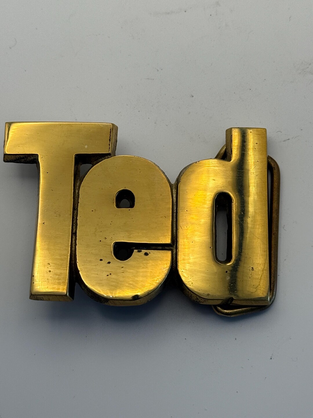 Ted Name Belt Buckle Vintage Solid Brass 1978 • Baron Buckles • NOS - Etsy