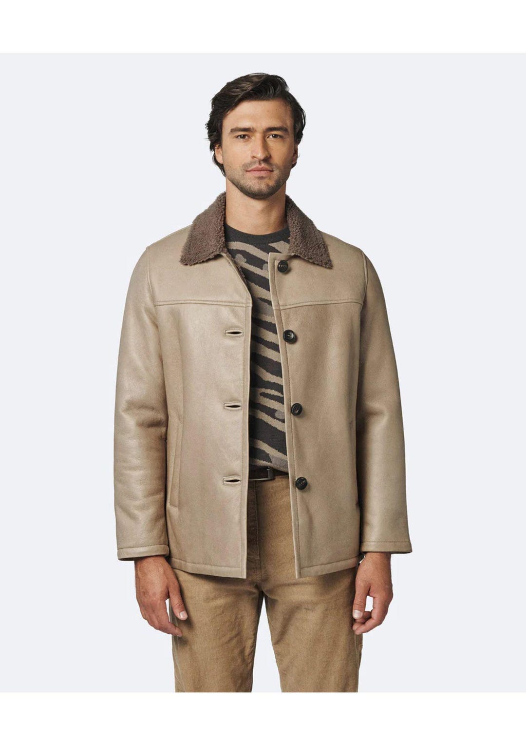 Josh Men’s Shearling Coat | Genuine Sheepskin Leather Jacket | Warm ...