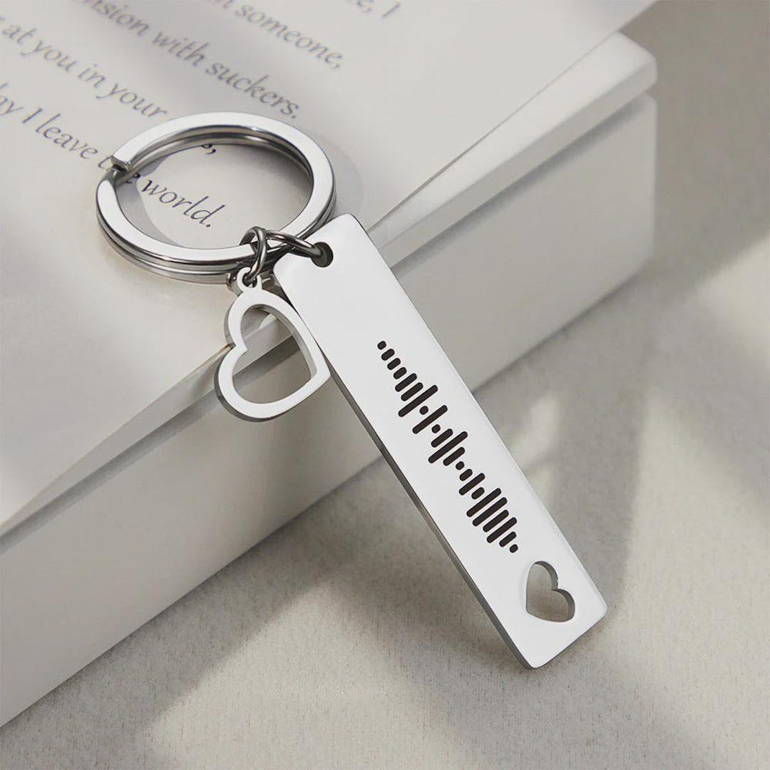 Custom Scannable Music Code Keychain With Heart Pendant Unique Gift for ...