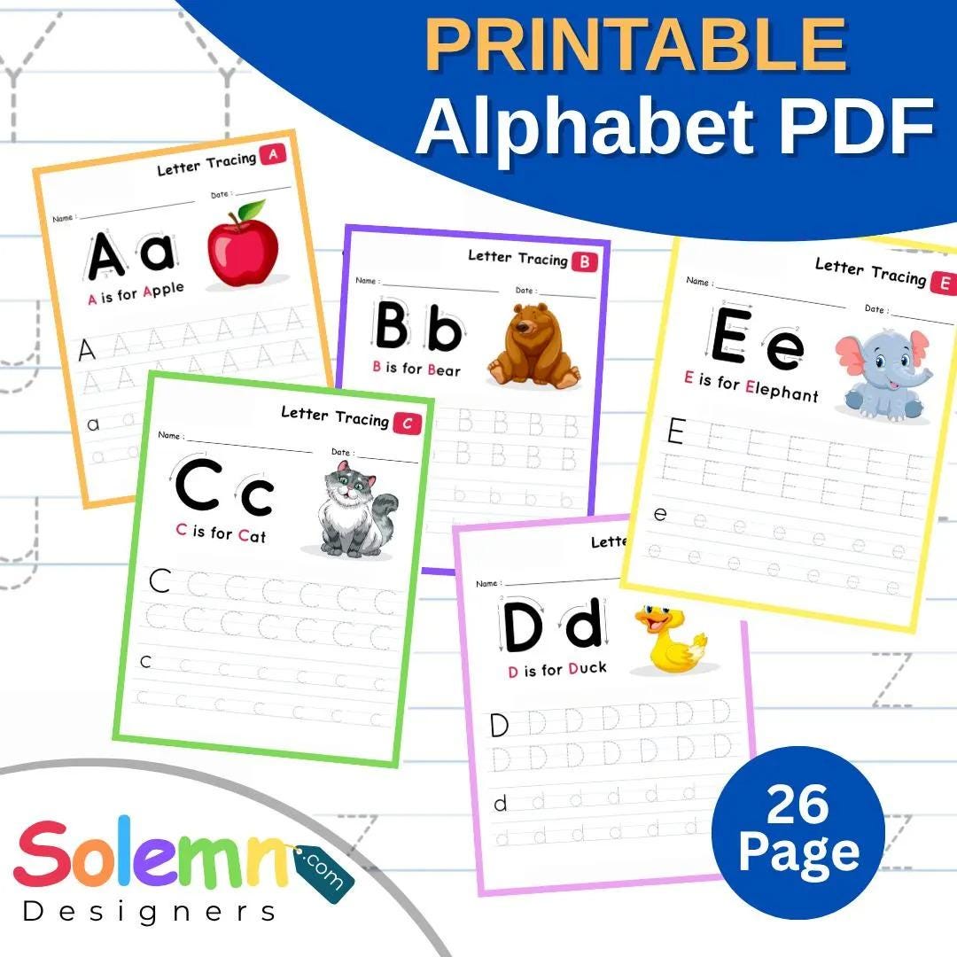 Kindergarten Alphabet Tracing Pages - Upper and Lower Case Letters ...