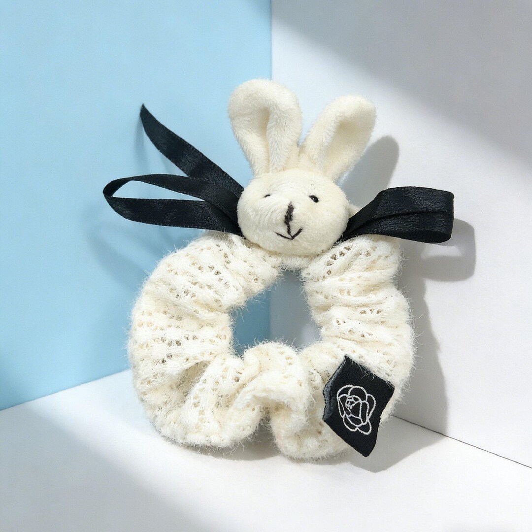 Hand-knitted Bunny Scrunchie – White Lace Style Hair Tie - Etsy