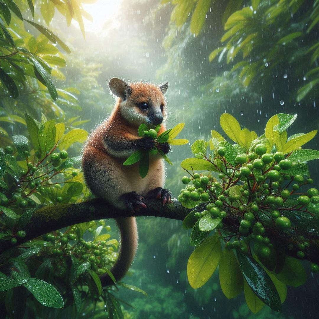 Rainforest Calm: Tree Kangaroo in a Tropical Downpour - Etsy