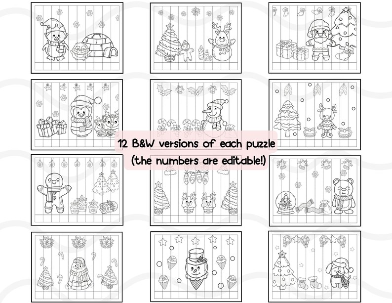 Printable Christmas Math Activities, Counting & Coloring Number Puzzles ...