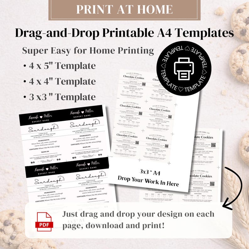 Cottage Food Cookie Label Templates With QR Code | Home Bakery ...